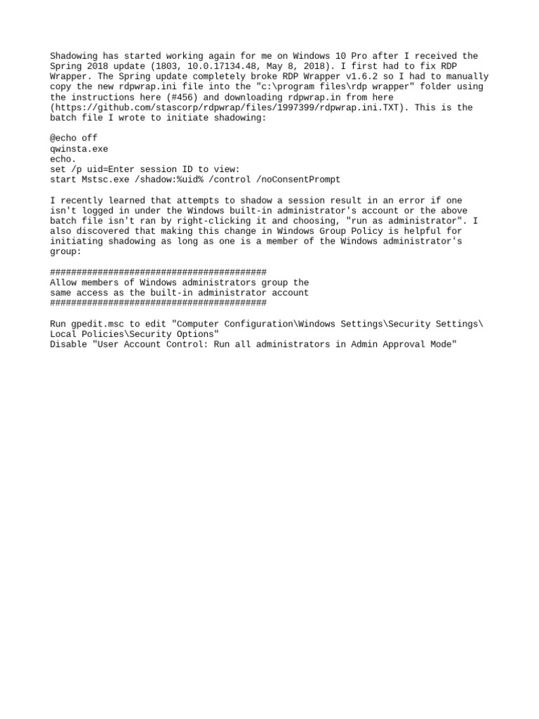 RDPWrap Shadow | PDF