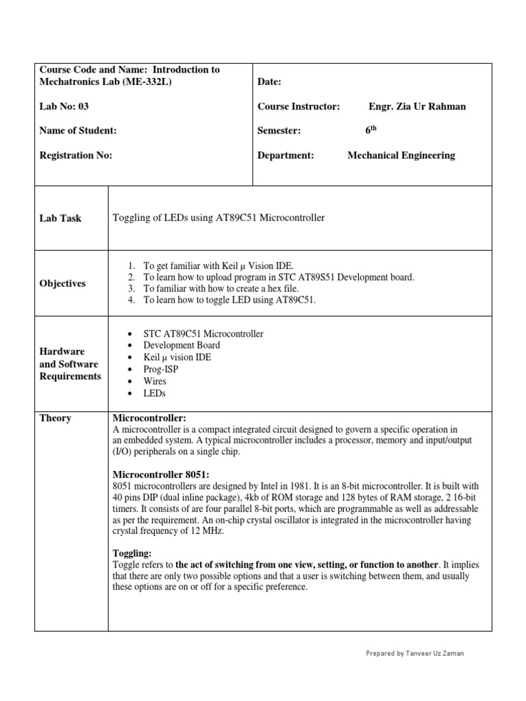 Lab Task 03 (Toggling of LEDs Using AT89C51 Microcontroller) | PDF ... Lab Task 03 (Toggling of LEDs Using AT89C51 Microcontroller) | PDF ...