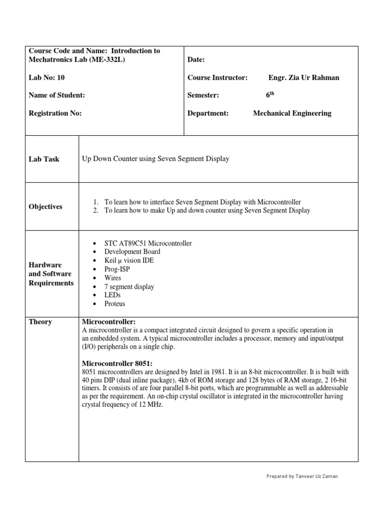 Lab Task 10 (7segment Display) | PDF