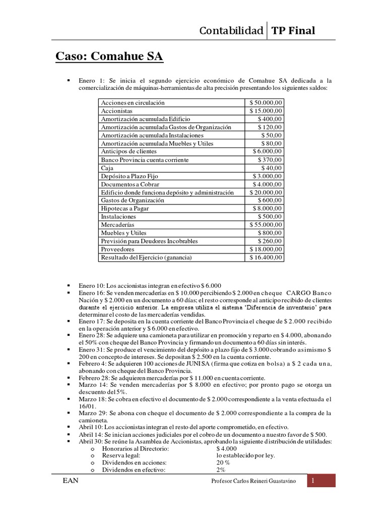 TPC Ejercicio Integral Contabilidad | PDF