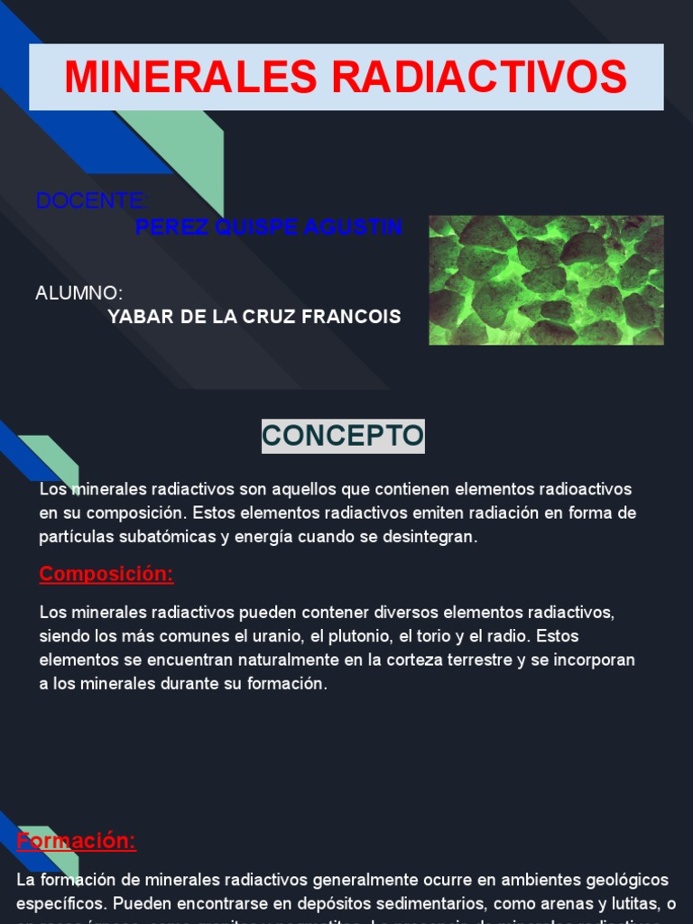MINERALES RADIACTIVOS | PDF | Minerales | Desintegración radioactiva