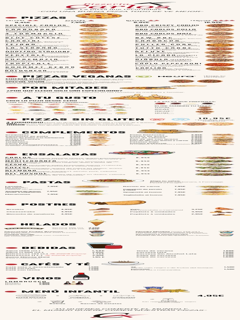Carta Pizzeria Carlos | PDF | Pizza | Salsa de tomate