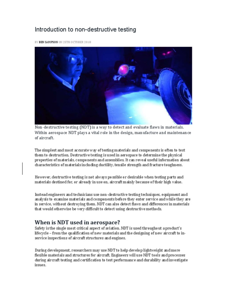 Non-Destructive Methods in Aviation | PDF | Nondestructive Testing ...