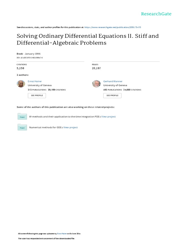 Radau Solving Ordinary Differential Equations II Stiff A | PDF Radau Solving Ordinary Differential Equations II Stiff A | PDF