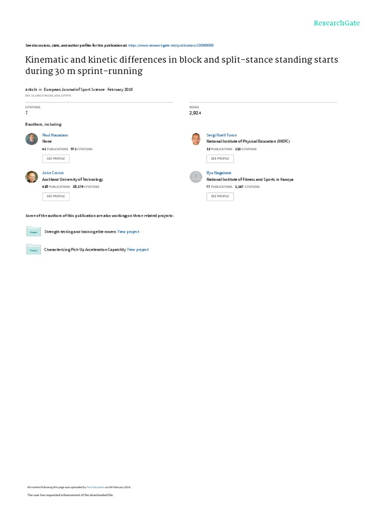 Kinematic and Kinetic Differences in Block and Split-Stance Standing Starts During 30 M Sprint ...