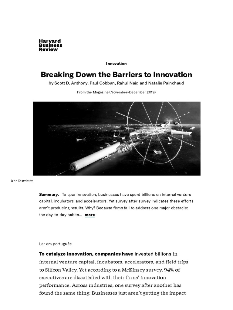 Breaking Down the Barriers to Innovation | PDF | Innovation | Motivation