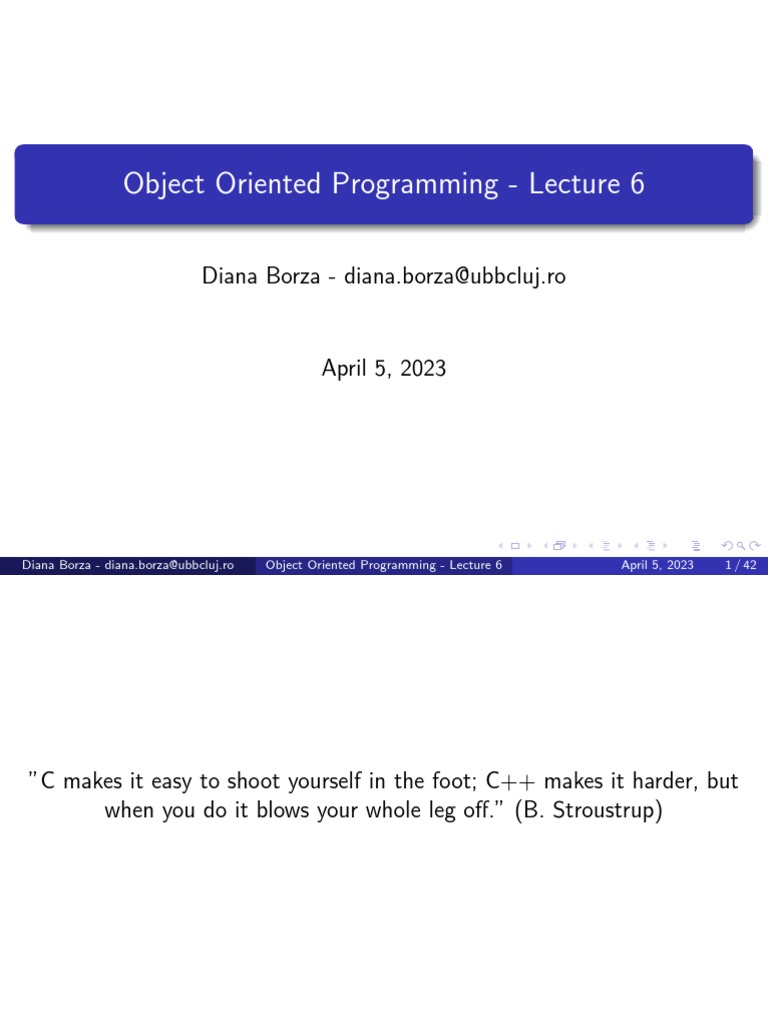Oop Lecture 6 Pdf Information Technology Management Object Oriented Programming
