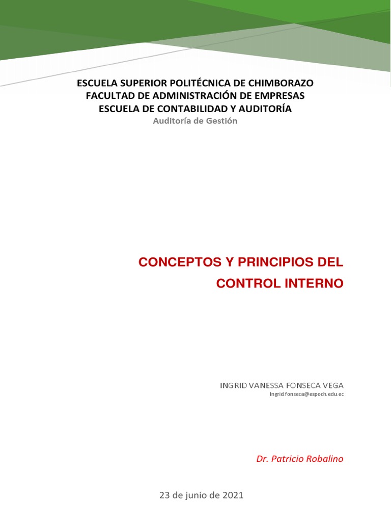 Fonseca Ingrid Conceptos Principios Del Control Interno | PDF | Auditoría | Riesgo