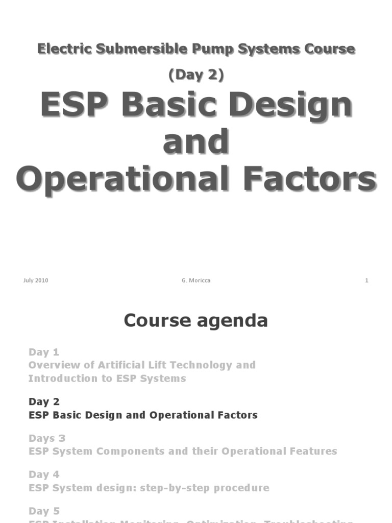 Day 02 ESP Basic Design and Operational Factors | PDF | Pump | Pressure