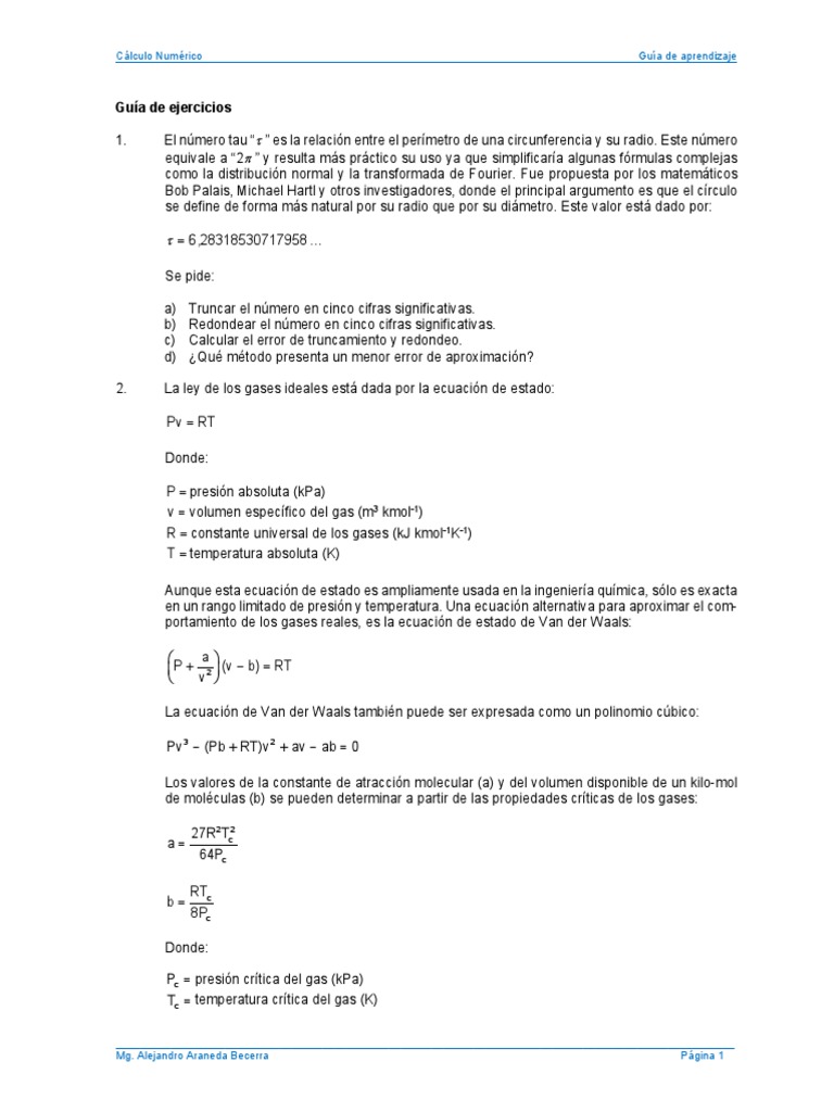 Aplicación Del Cálculo Numérico, Ejercicios Resueltos | PDF | Gases | Calor
