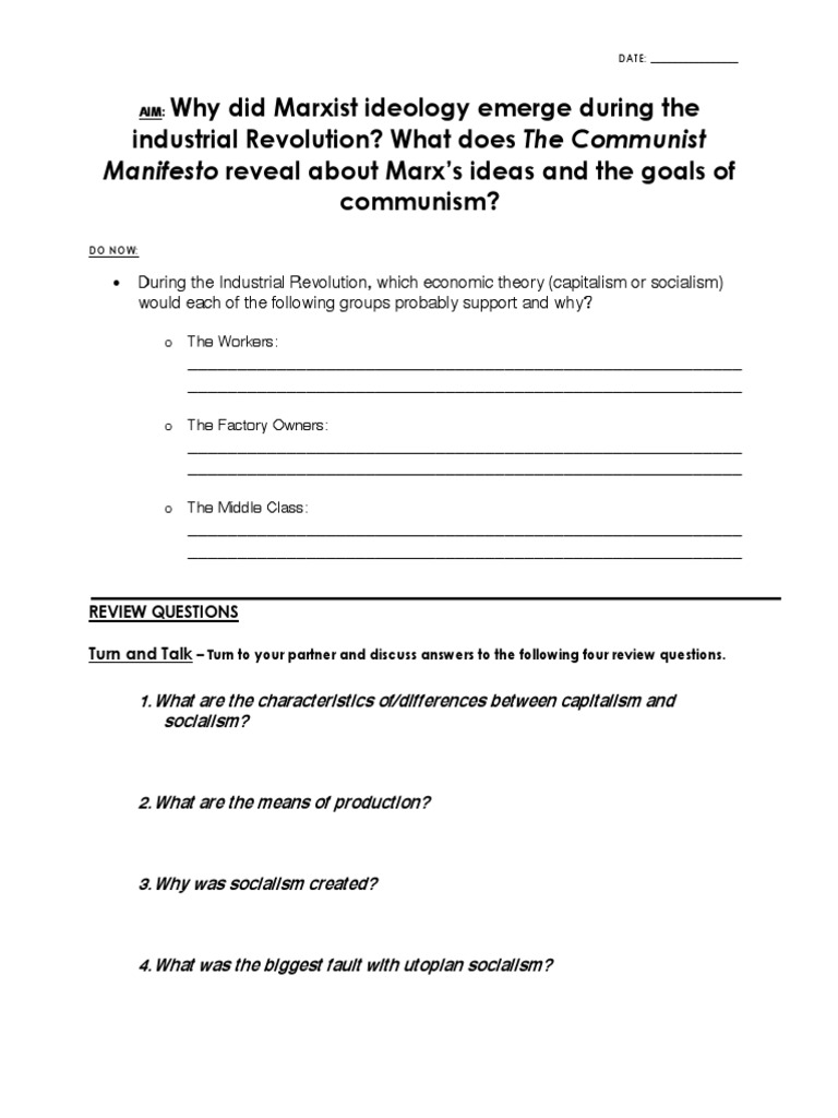 Marx and Engels Develop Communism Worksheet | PDF | Karl Marx | Socialism