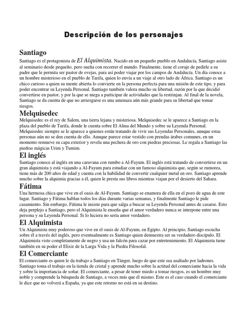 Descripción de Los Personajes | PDF | Alquimia