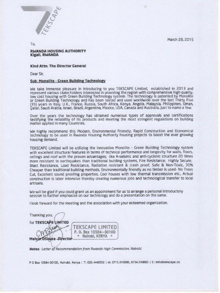 Introduction Letters To The Rwanda Ministries | PDF