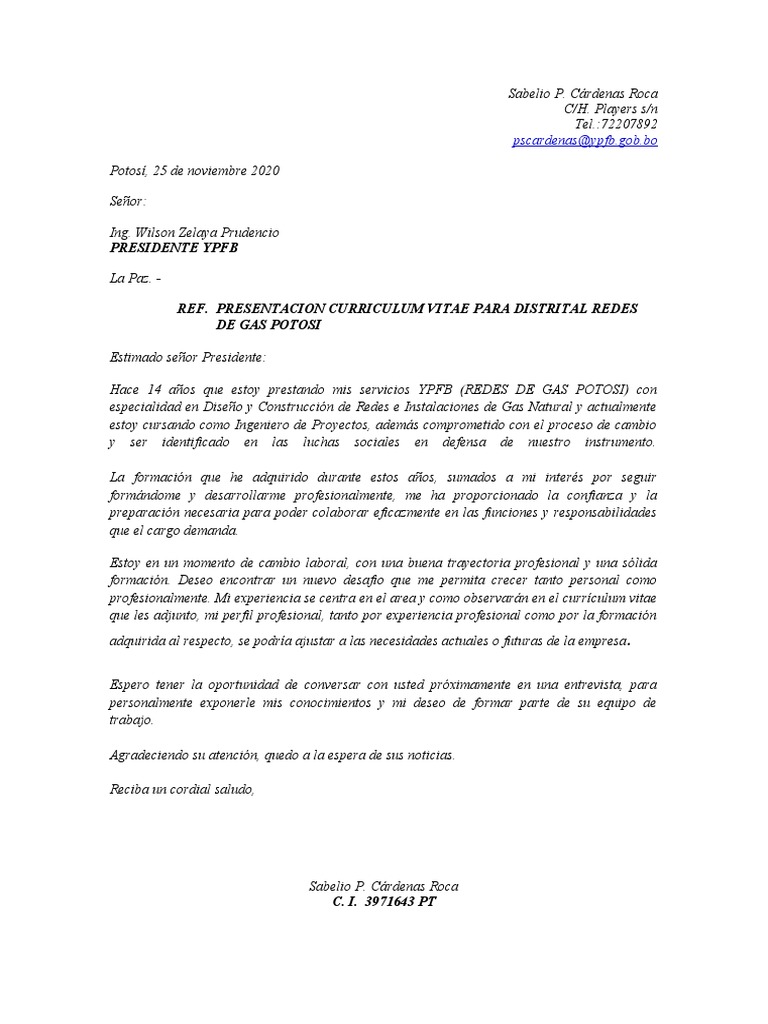 Carta de Presentacion Referido | PDF