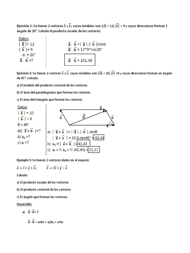 Unidad 2 - Ejercicios de Vectores | Descargar gratis PDF | Vector Euclidiano | Escalar (Matemáticas)
