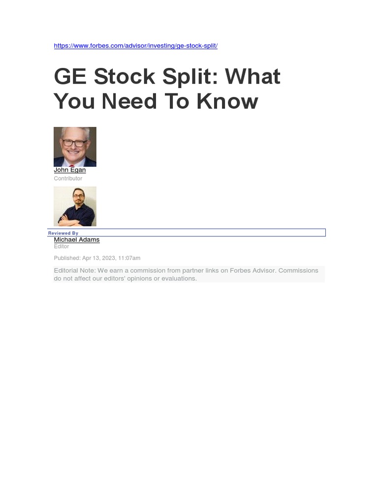 GE Split and Forbes (31389) | PDF | General Electric | Stocks