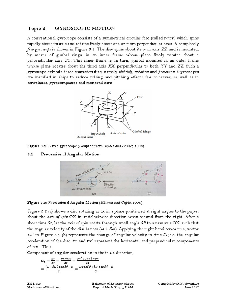 Topic 3. Gyroscopic Coupledocx | PDF | Rotation Around A Fixed Axis | Gyroscope