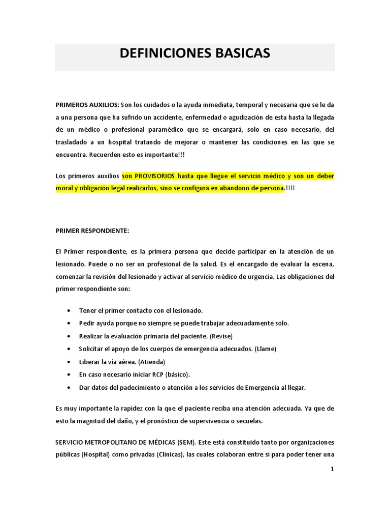 Protocolo ABC en Primeros Auxilios | PDF | Hospital | Especialidades ...