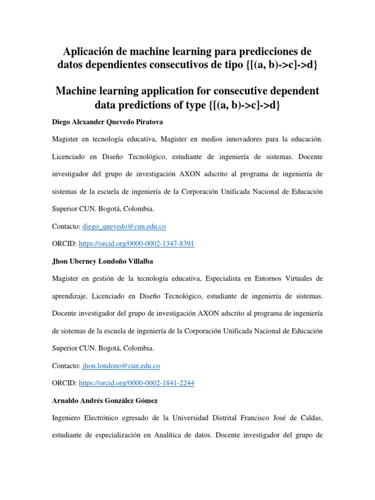 Aplicación de Machine Learning para Predicciones de Datos Dependientes ...