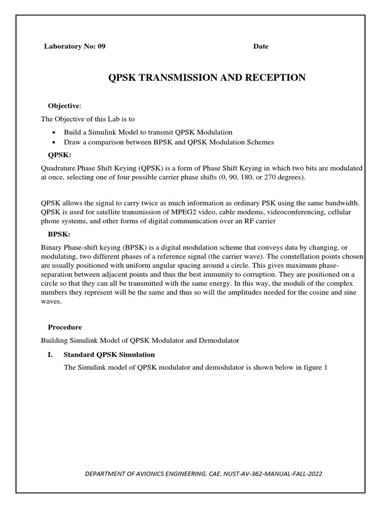 Lab 09 QPSK | PDF | Modulation | Telecommunications