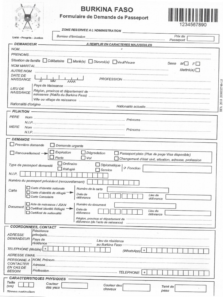 Formulaire de Demande de Passeport Ordinaire | PDF