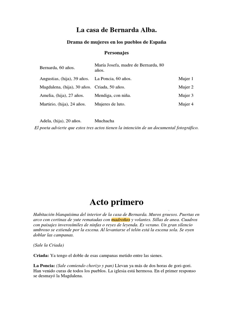 Drama de mujeres en "La casa de Bernarda Alba" | PDF | Arte