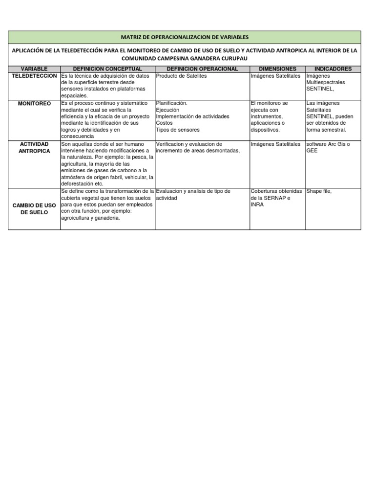 Matriz de Operacionalizacion de Variables | PDF