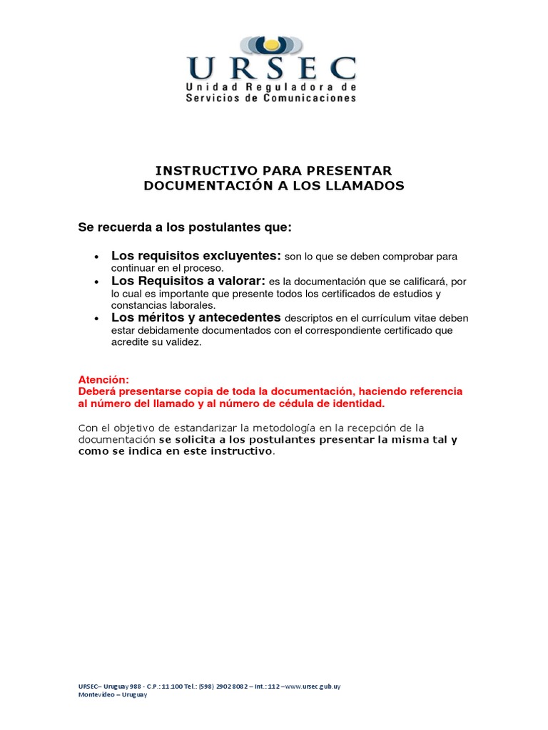 Instructivo para Presentar Documentacion Concursos | PDF