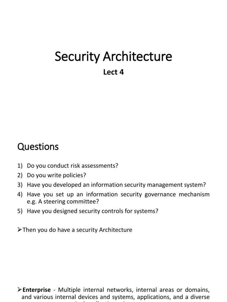 Lect 4 Security Architecture | PDF | Information Security | Computer ... Lect 4 Security Architecture | PDF | Information Security | Computer ...