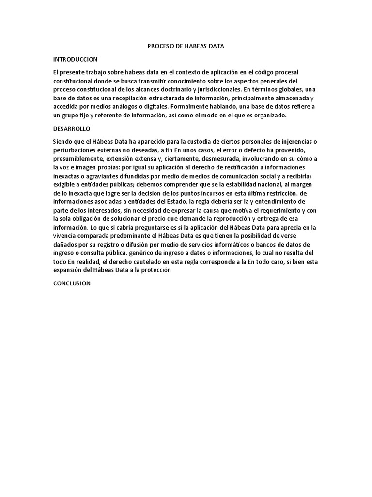 Proceso de Habeas Data | PDF