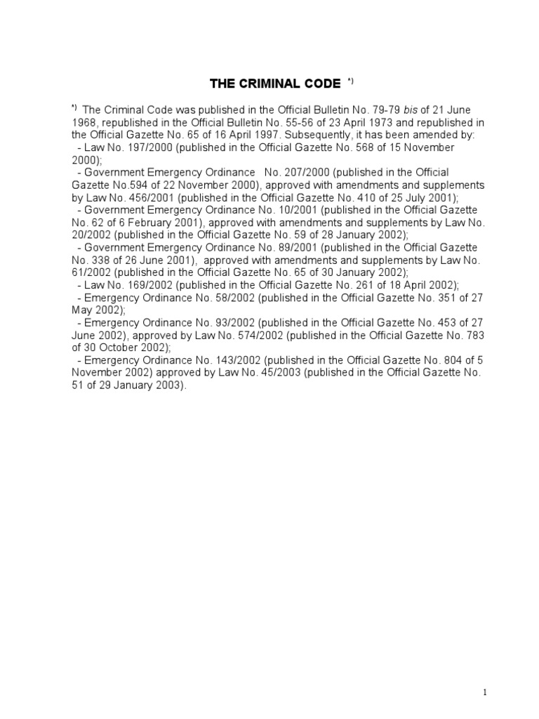 Overview of the Criminal Code | PDF | Life Imprisonment | Crime & Violence