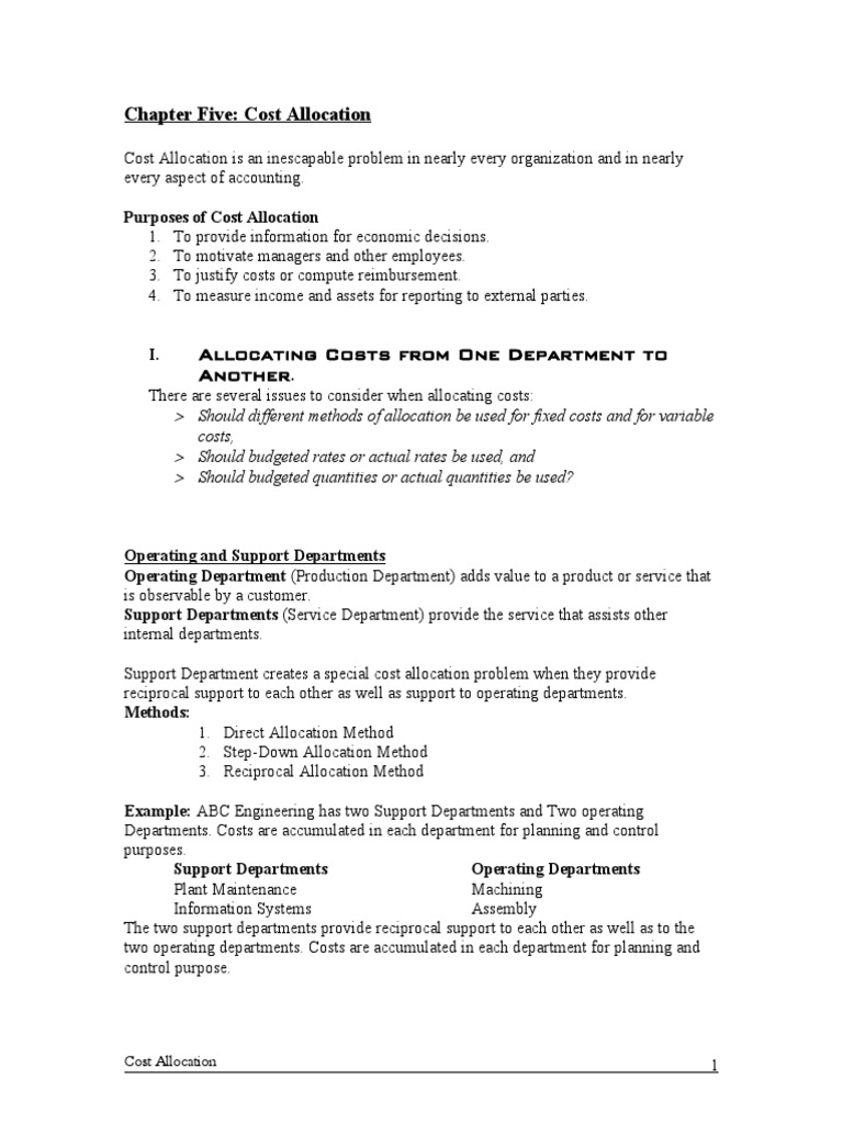 Chapter Five Cost Allocation | PDF | Cost | Business