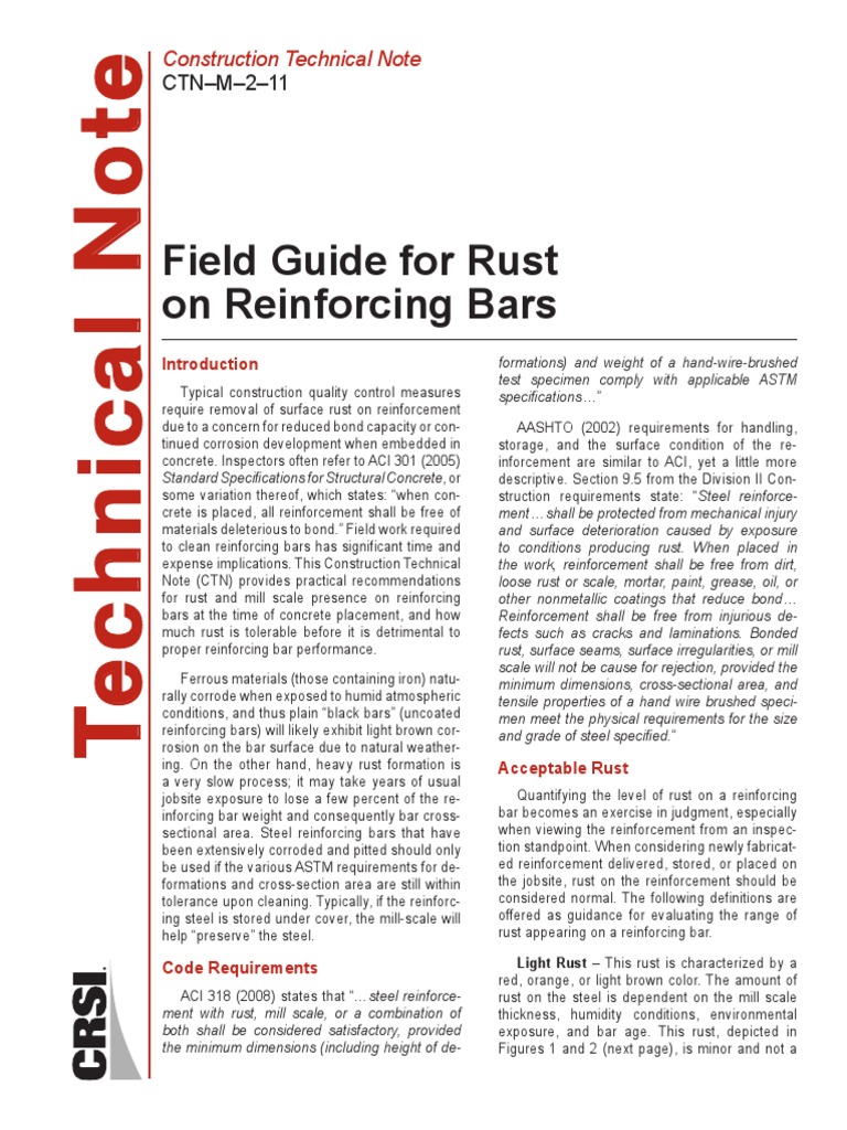 Acceptable Rust Levels on Rebar | PDF | Rust | Corrosion