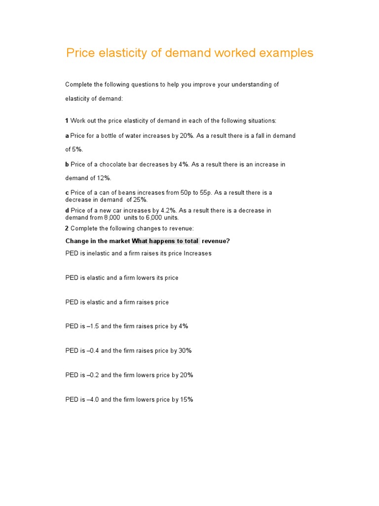 Price Elasticity of Demand Questions - Revision | PDF