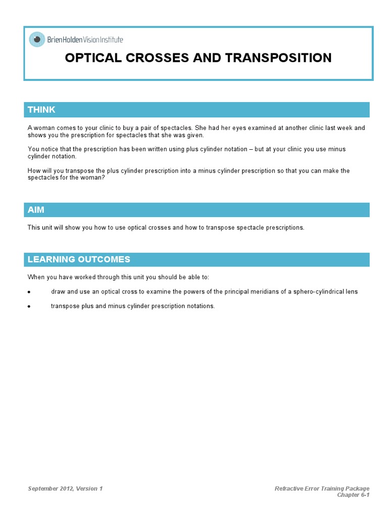 Optical Crosses and Transposition | PDF | Natural Philosophy | Lenses