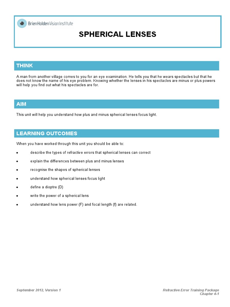 Spherical Lenses | PDF