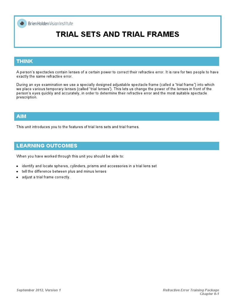 Understanding Trial Sets and Frames | PDF | Glasses | Human Eye