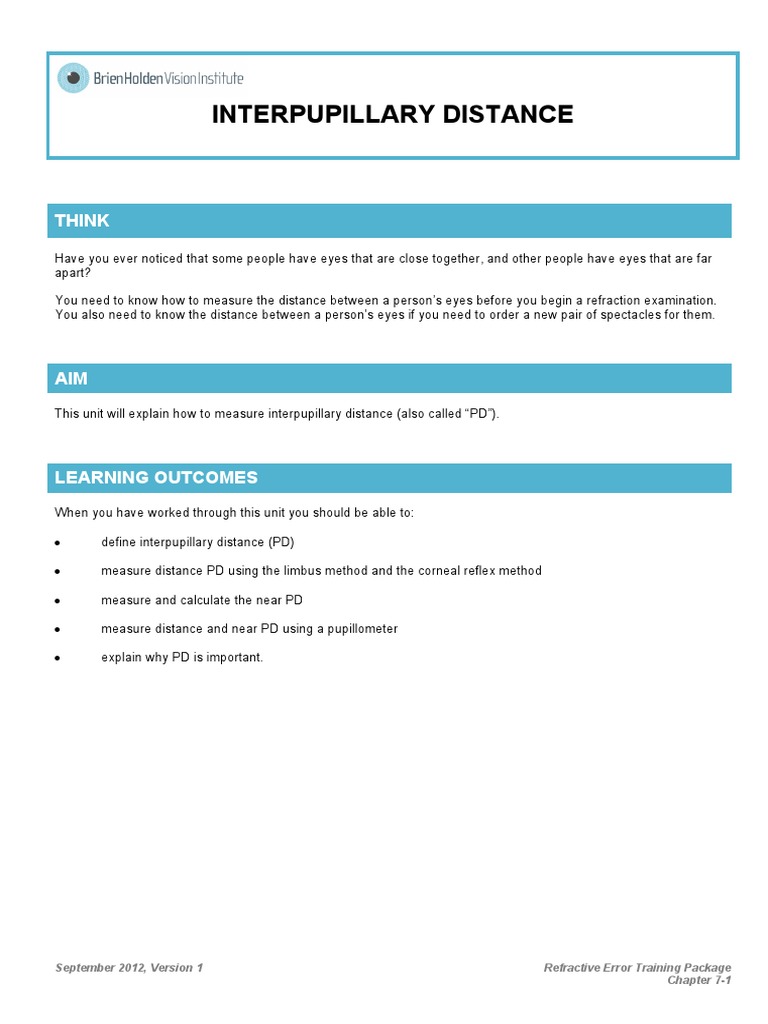 Interpupillary Distance | Download Free PDF | Optics | Glasses
