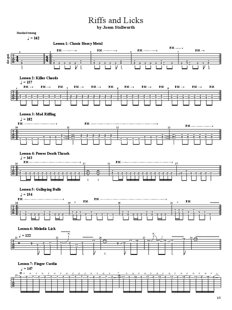 Tabs Metal Riffs and Licks Jason Stallworth | PDF | Rock Music | Musical Subgenres