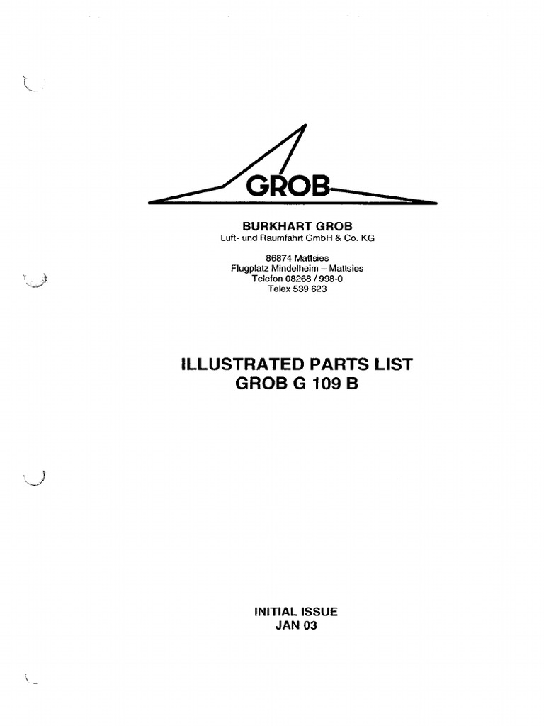 Grob G 109 B Illustrated Parts List Pdf Mechanical Engineering
