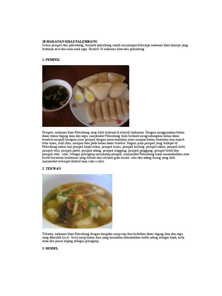 10 Makanan Khas Palembang | PDF