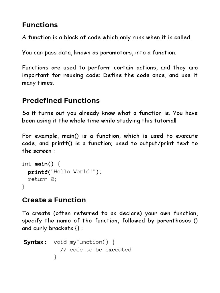 C Functions | Download Free PDF | Parameter (Computer Programming ...