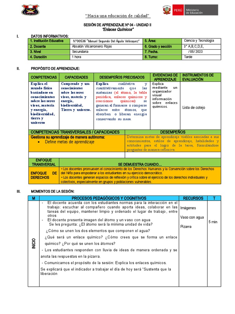 Sesion Enlaces Quimicos 3 D-2 | PDF | Química | Enlace químico