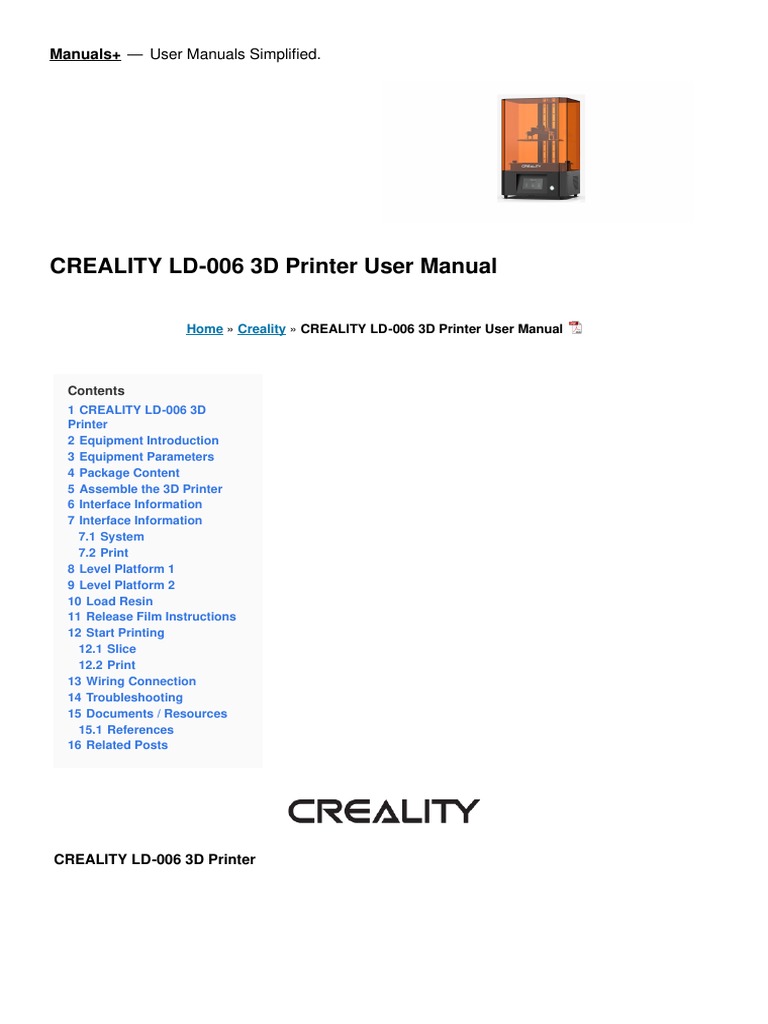 LD 006 3d Printer Manual | PDF