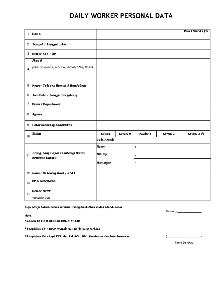 DW Personal Data Form | PDF