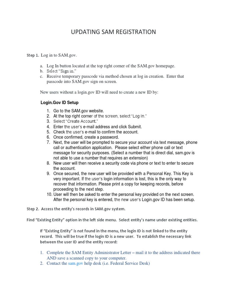 SAM - Gov Registraton Process | PDF | Password | Login