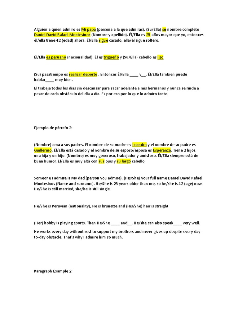 Alguien A Quien Admiro Es Mi Papá | PDF