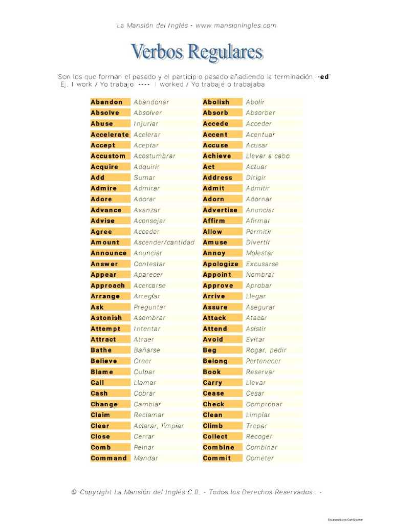 Verbos Regulares | PDF