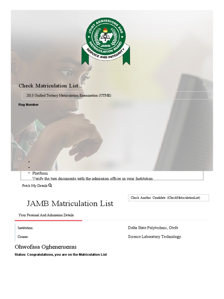 Matriculation List.. | PDF