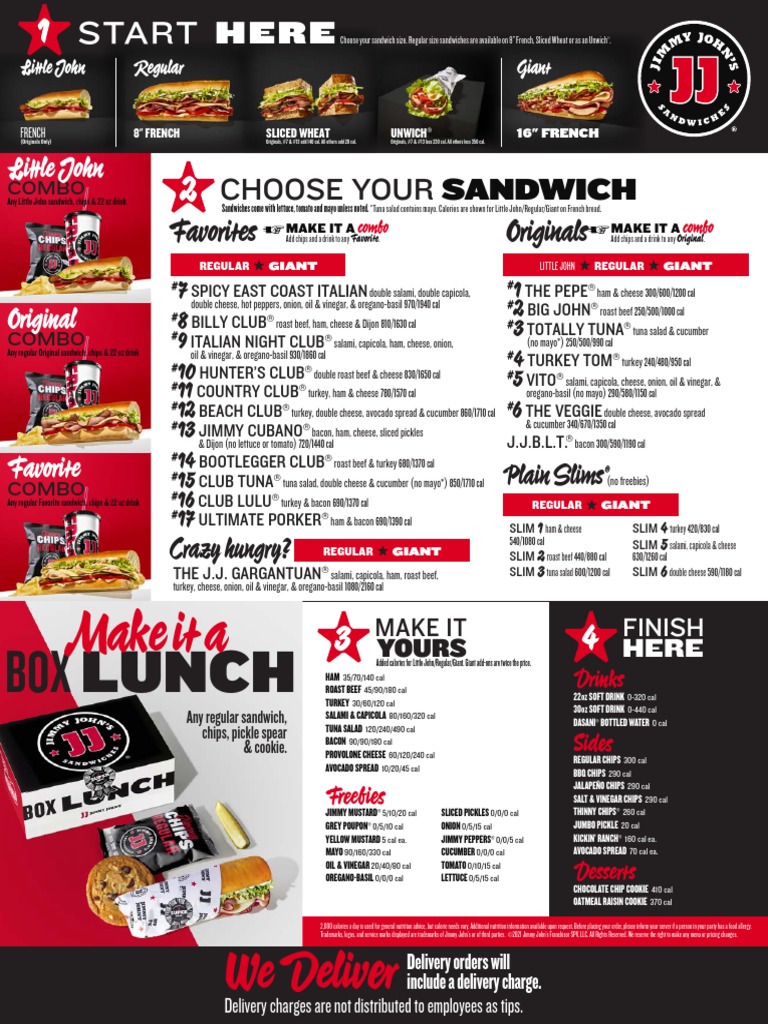 Jimmy John's Menu - With No Prices | PDF | Pickled Cucumber | French Fries